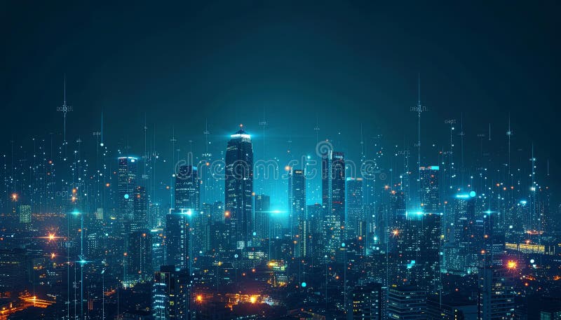 Abstract Night Cityscape Background. Smart City, Stock Illustration ... Abstract Night Cityscape Background. Smart City, Stock Illustration ...