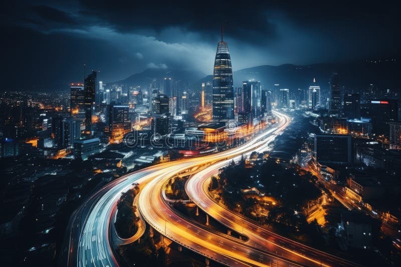 Abstract Night Cityscape Background. Smart City, Ai and Digital ...