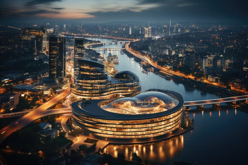 Abstract Night Cityscape Background. Smart City, Ai and Digital ...