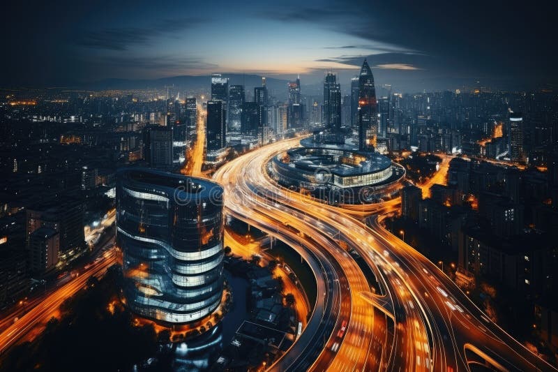 Abstract Night Cityscape Background. Smart City, Ai and Digital ...