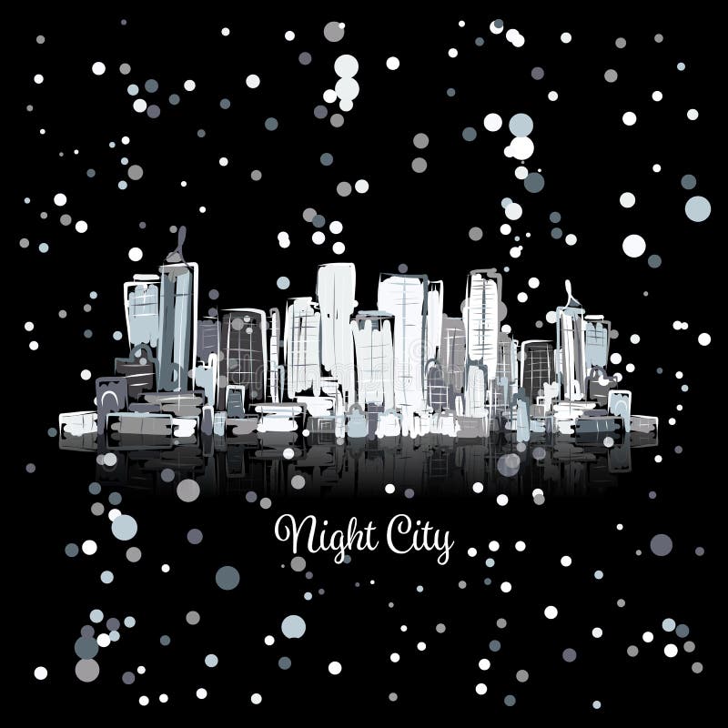 Abstract Night Cityscape, Sketch for Your Design Stock Vector ...