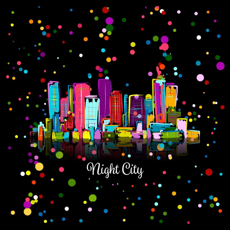 Abstract Night Cityscape, Sketch for Your Design Stock Vector ...