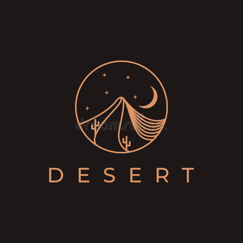 Abstract Night Desert Logo with Lineart Style Stock Vector ...