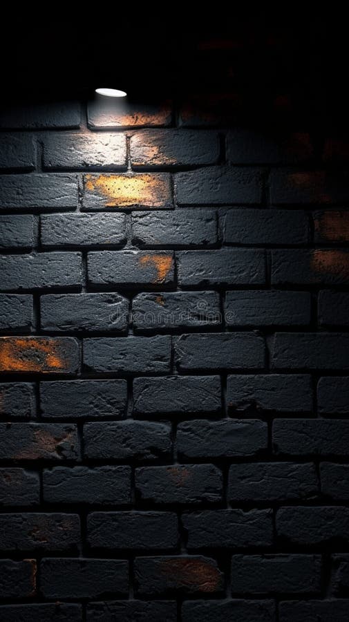 Abstract Night Lighting Casts a Captivating Glow on a Dark Brick Wall ...