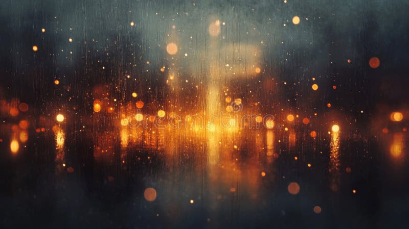 Abstract Night Lights through Wet Glass Window Stock Illustration ...