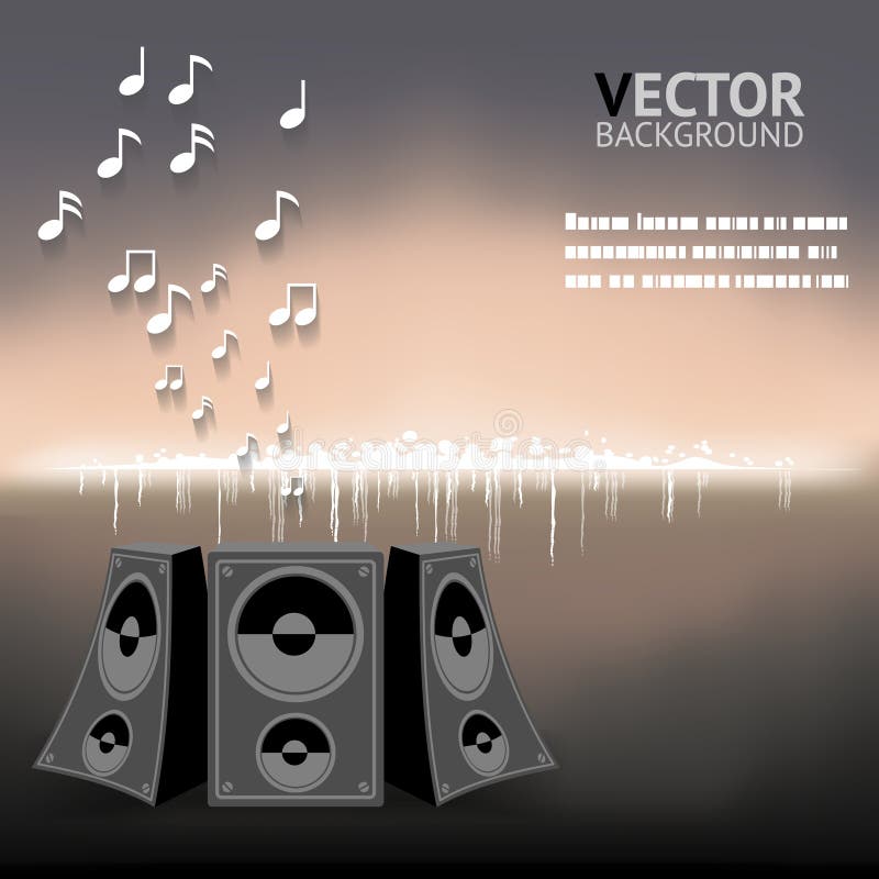 Abstract Night Music Notes Speaker Background Vector Illustration Stock ...