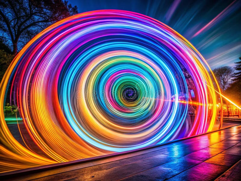 Abstract Night Photography Captures Dynamic Light Trails in a Colorful ...