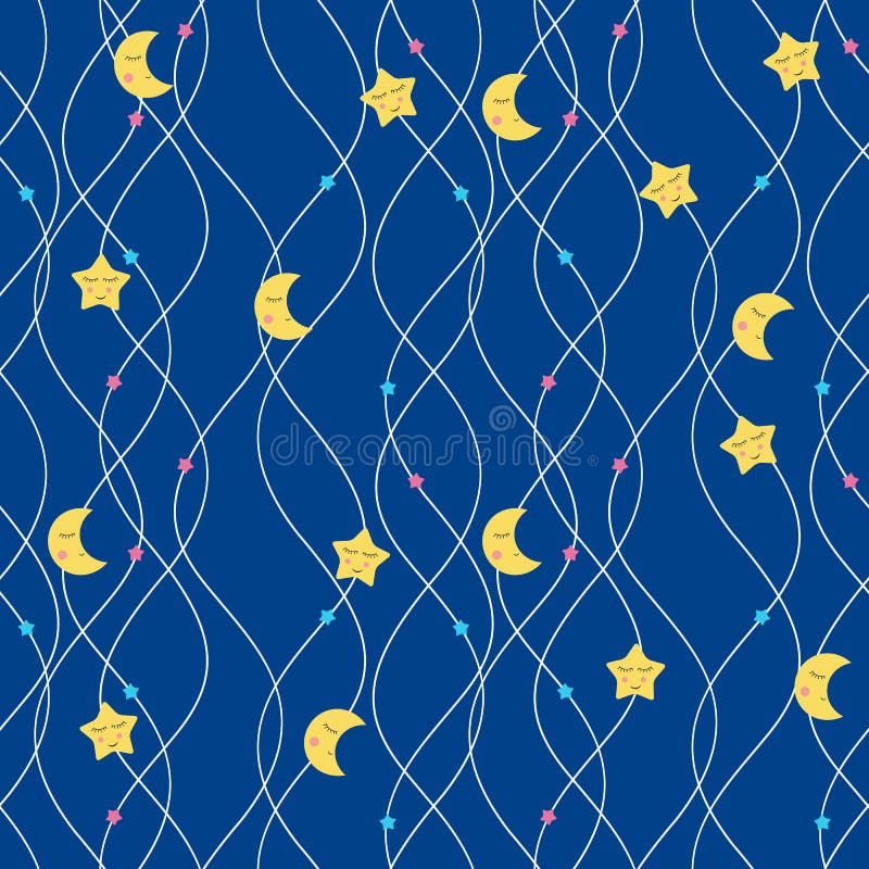 Abstract Night Seamless Pattern Background with Stars. Vector ...