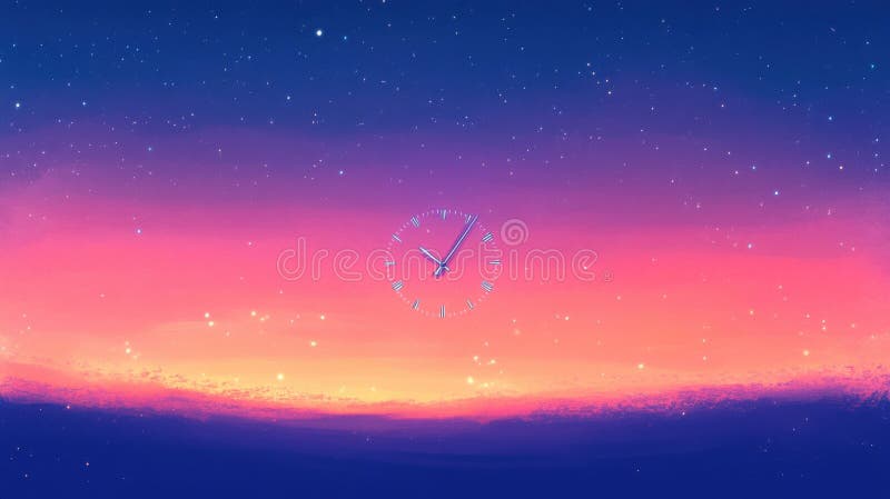 Abstract Night Sky Background with Clock and Stars. Desktop Wallpaper ...