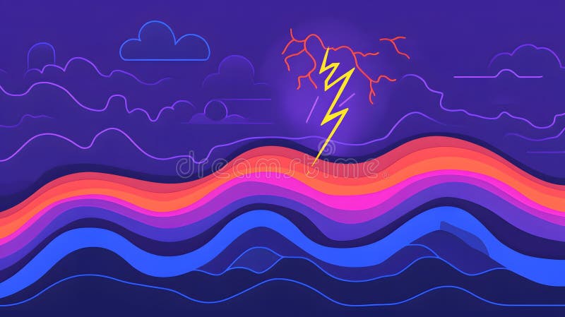 Abstract Night Sky Waves with Lightning Bolt Royalty Free Image Stock ...