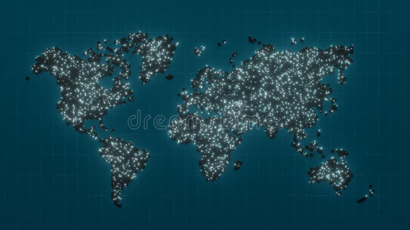 Abstract Night World Map with Luminous Cities on it. Stock Illustration ...