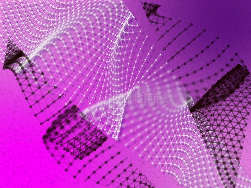 Abstract Noise Wire Mesh on Purple Background.Technology Style.Wave ...