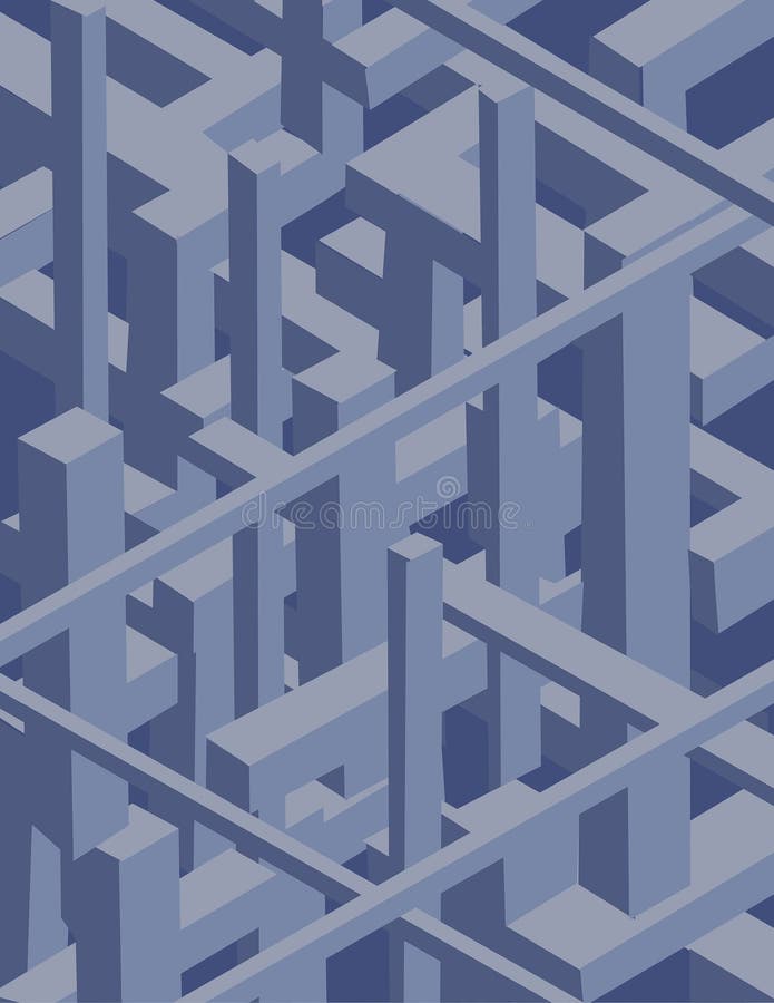 Abstract Non-ai Isometric Blue Grey Shapes Graphic Illustration ...