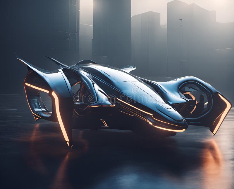 Abstract Non-existent Futuristic Luxury Flying Car Design Stock ...