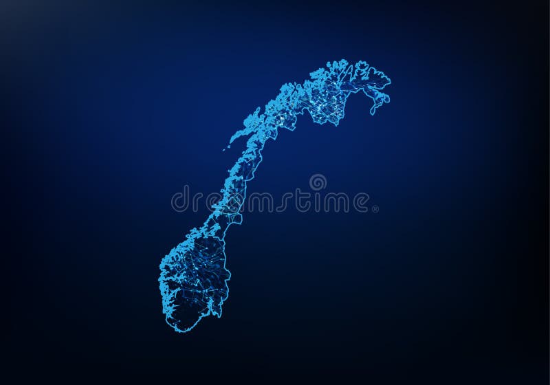 Abstract of Norway Map Network, Internet and Global Connection Concept ...