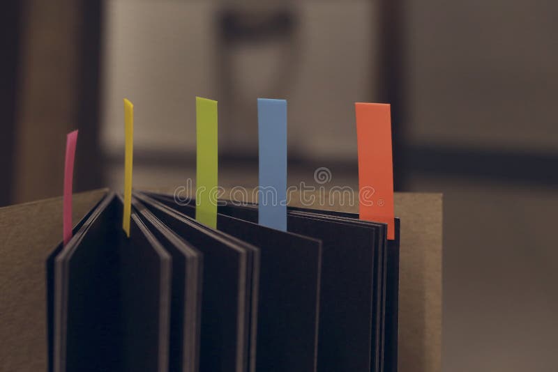 Abstract Notebook with Color Note Tab Stock Photo - Image of bills ...