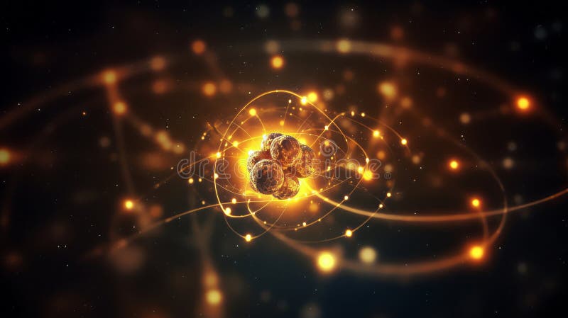 Abstract Nuclear Background with Glowing Particles Stock Illustration ...