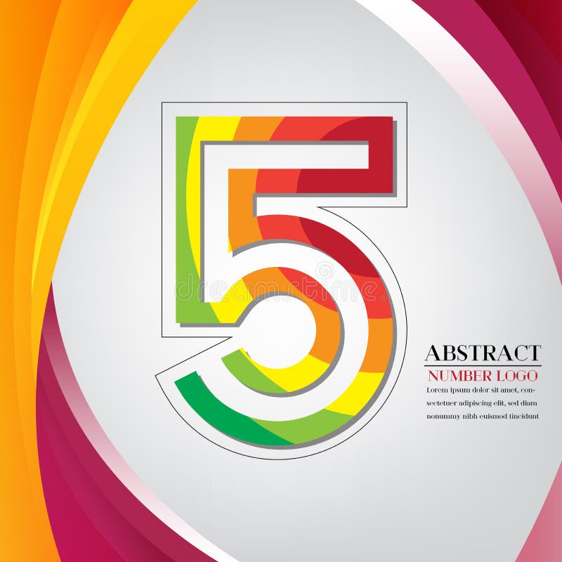 Abstract Number Five Rainbow Style, Arc Colorful Background Vector ...
