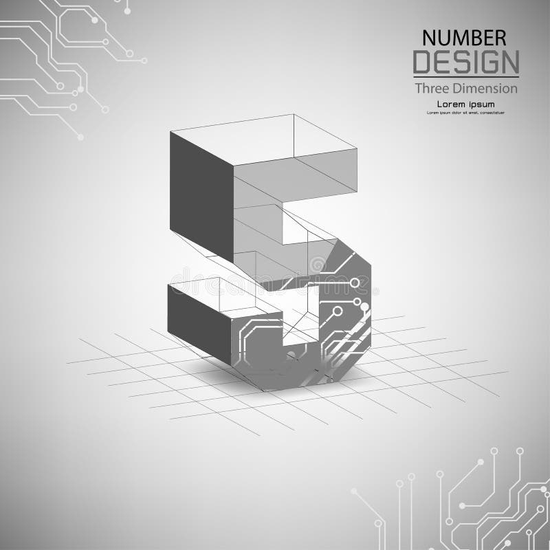 Abstract Number Five, Three Dimensional Surface, Template Vector Stock ...