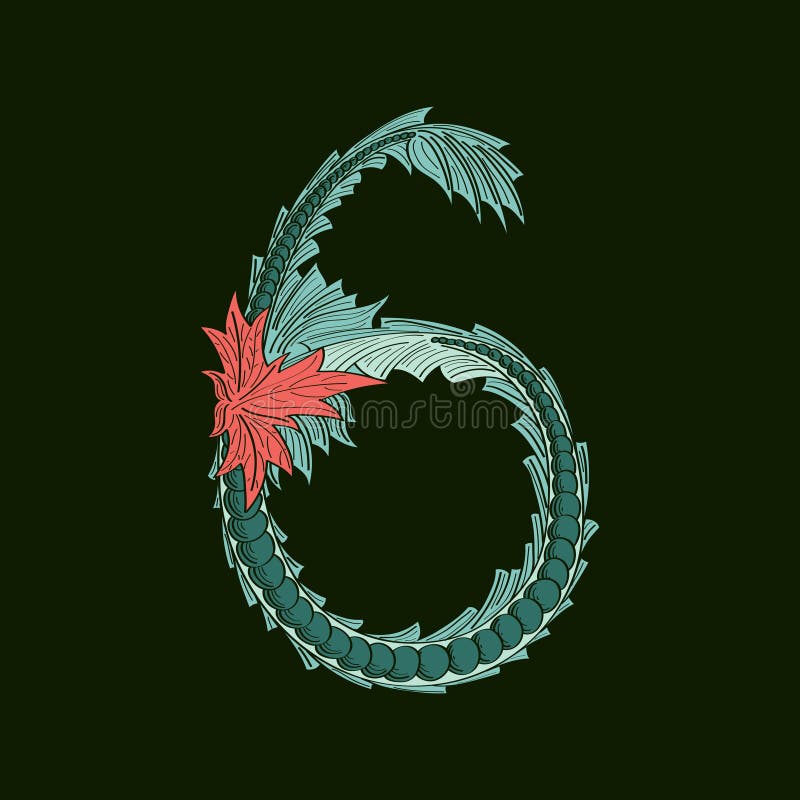 Abstract Number 6 Logo Icon in Blue Tropical Style Stock Vector ...