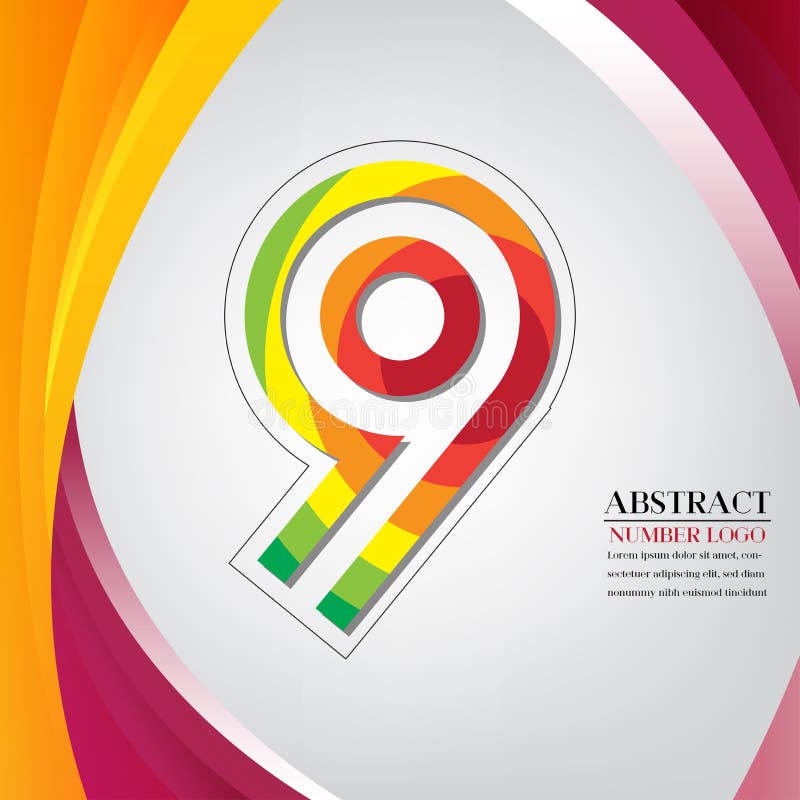 Abstract Number Nine Rainbow Style, Arc Colorful Background Vector ...
