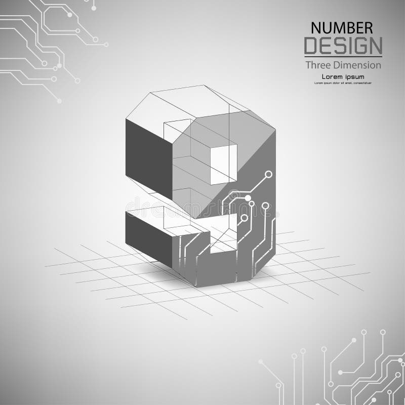 Abstract Number Nine, Three Dimensional Surface, Template Vector Stock ...