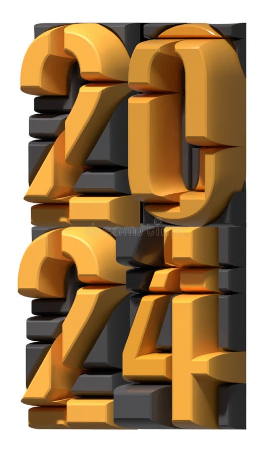2024 Abstract Number Realistic 3D Render. Stock Illustration ...