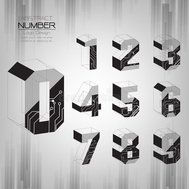 Abstract Number Set Design Three Dimensional Modern Style Vector ...