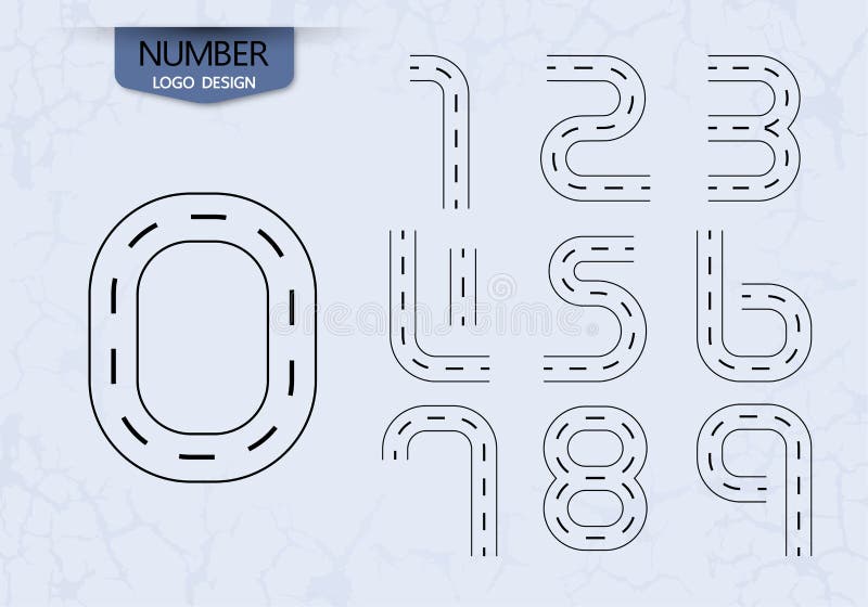 Abstract Number Set of Logo Road Style Black Vector Stock Vector ...