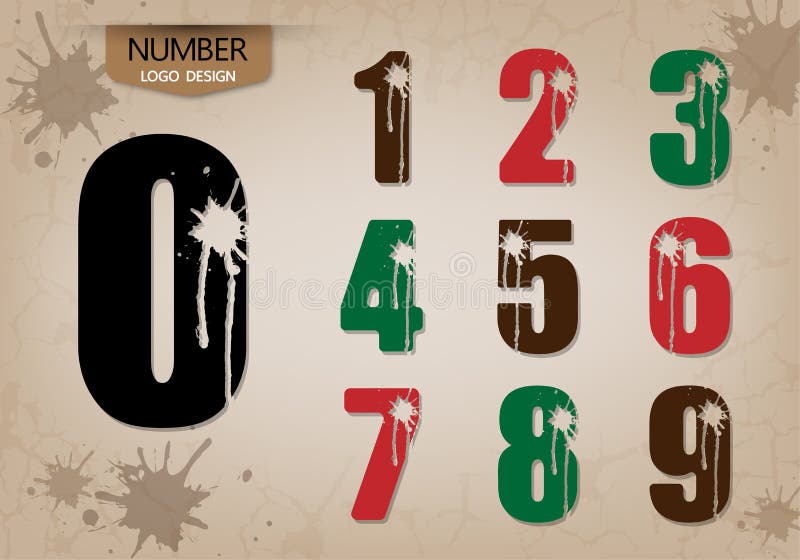 Abstract Number Set of Logo Style with Cracking Stock Illustration ...