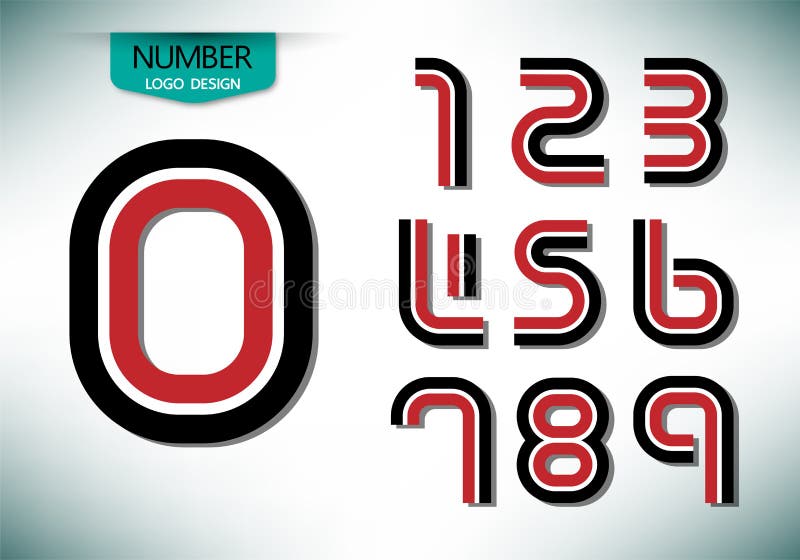 Abstract Number Set of Logo Vector Two Tone Color Design Stock ...