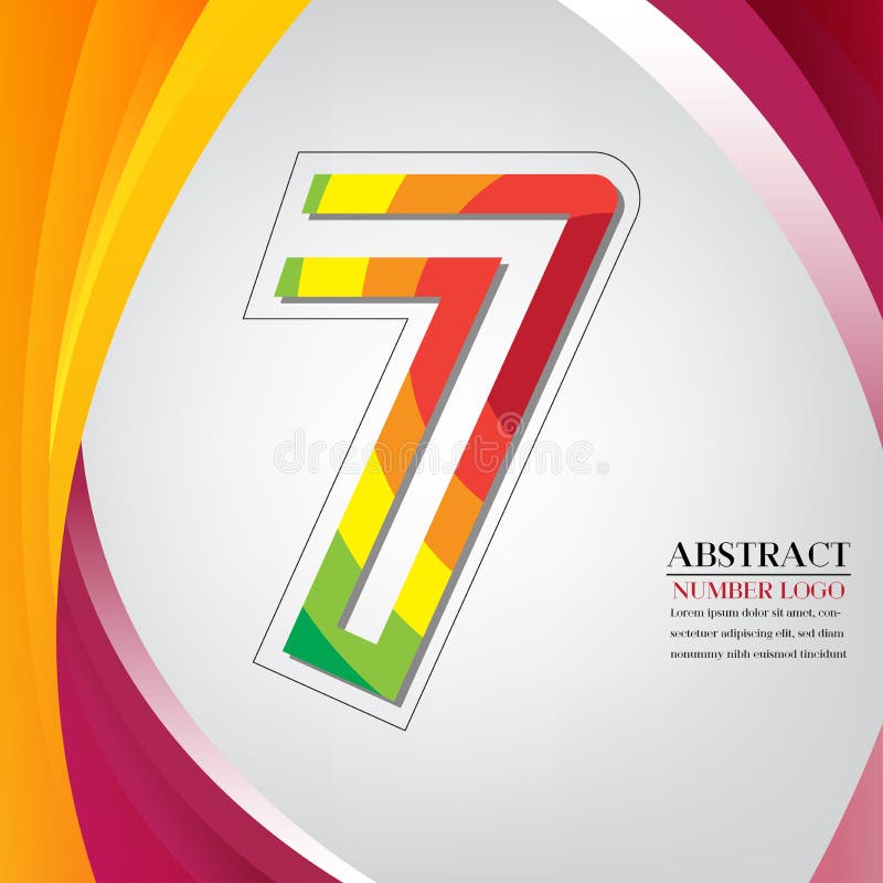 Abstract Number Seven Rainbow Style, Arc Colorful Background Vector ...