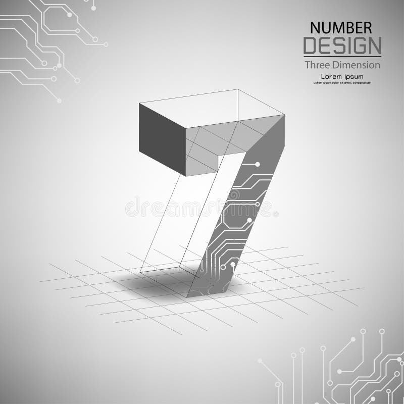 Abstract Number Seven, Three Dimensional Surface, Template Vector Stock ...
