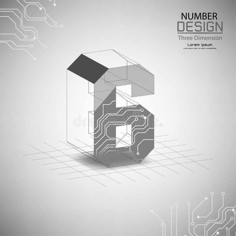 Abstract Number Six, Three Dimensional Surface, Template Vector Stock ...