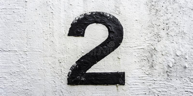 Abstract Number Two Stencil Design with Dramatic Black Paint Splatter ...