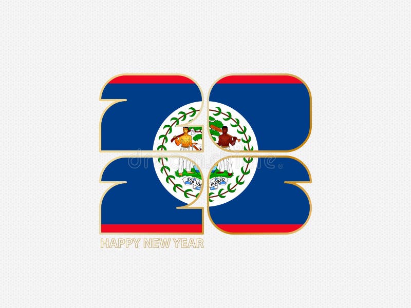 Abstract Numbers 2026 with Flag of Belize Stock Illustration ...