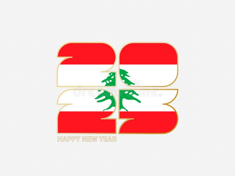 Abstract Numbers 2025 with Flag of Lebanon Stock Illustration ...