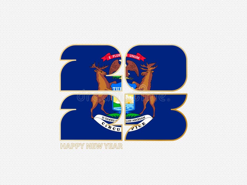 Abstract Numbers 2025 with Flag of Michigan Stock Illustration ...