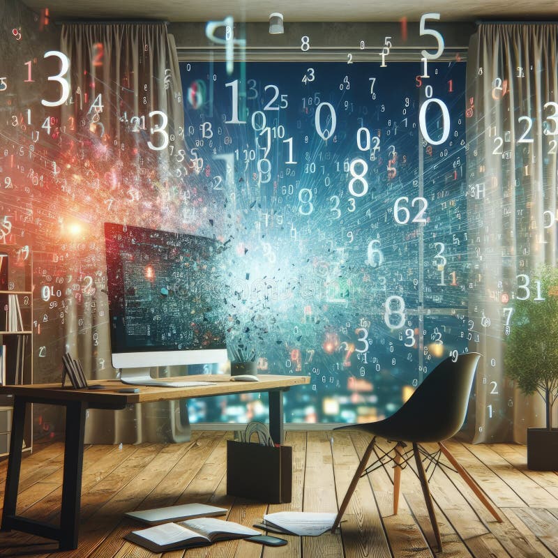 Abstract Numbers Flying Around the Apartment Stock Photo - Image of ...