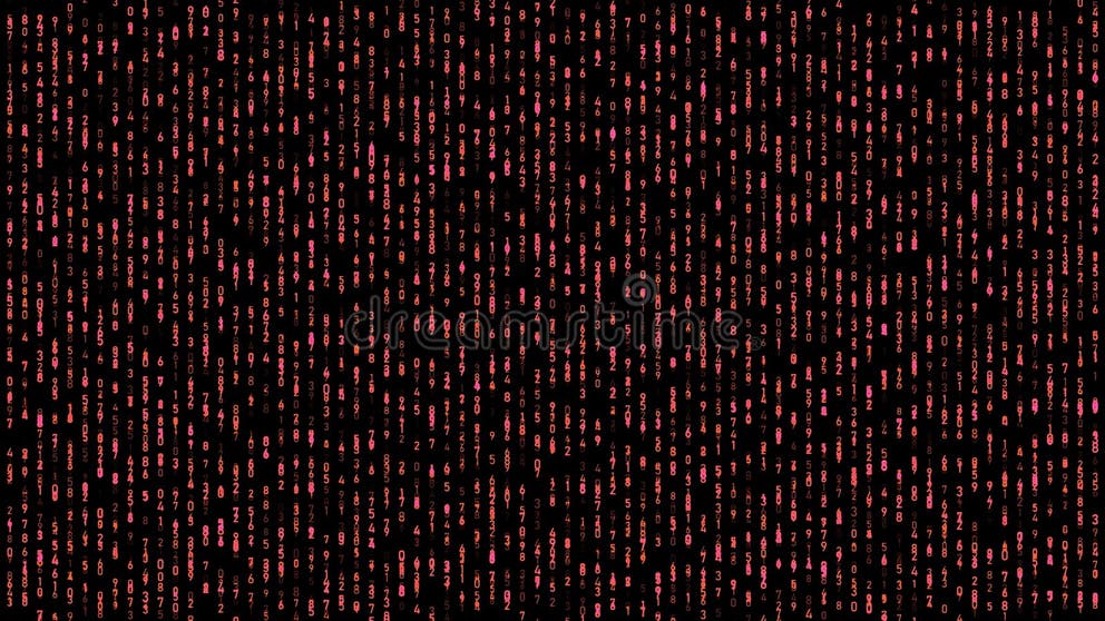 Abstract Numbers Matrix Falling Code Red Stock Illustration ...