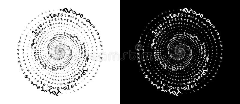 Abstract Numbers One and Zero in a Spiral. Big Data or Chaos Concept ...