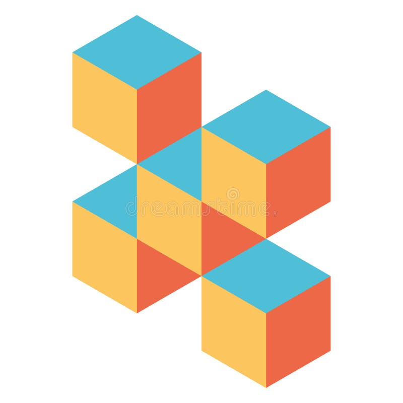 Abstract Object of Cubes. Retro Colored Stock Vector - Illustration of ...
