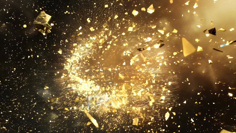 Abstract Object Shattering into Small Data Particles, Fragments Floating in Space Stock Video ...