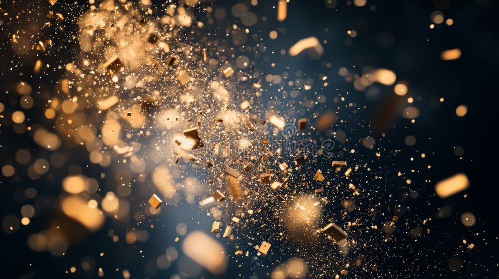 Abstract Object Shattering into Small Data Particles, Fragments Floating in Space Stock Photo ...