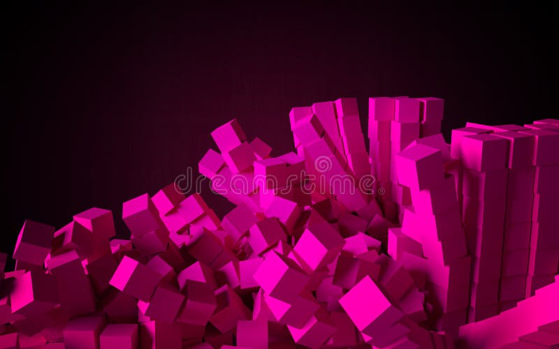 Abstract Objects As Falling Cubes on the Dark Background. Stock ...