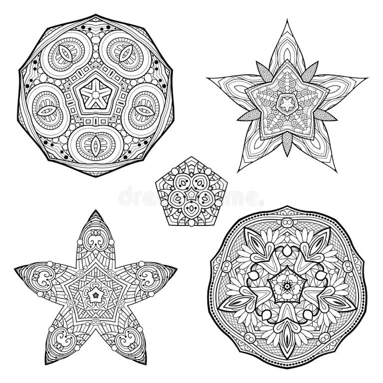 Vector Monochrome Set of Stars. Ethnic Element Stock Vector ...