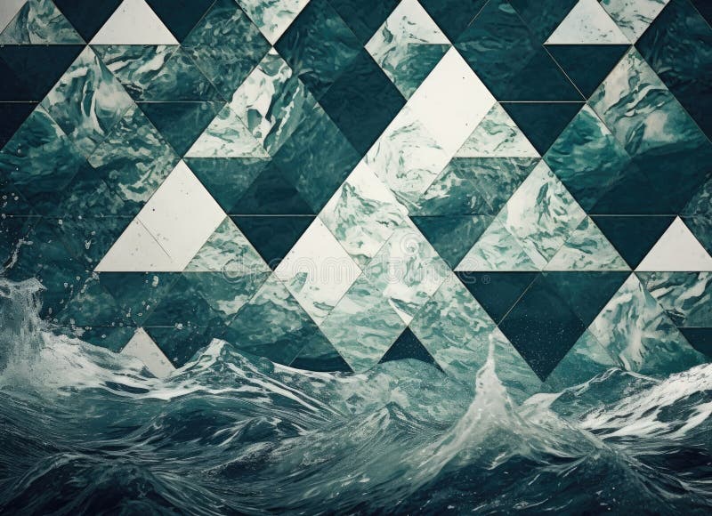 Abstract Ocean Background with Geometry Shapes and Water Waves ...