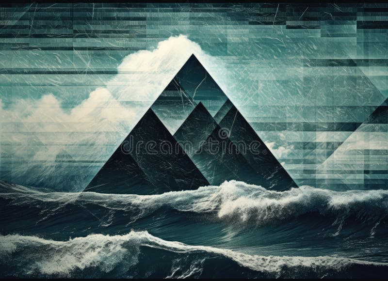 Abstract Ocean Background with Geometry Shapes and Water Waves ...