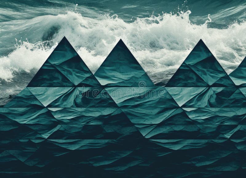 Abstract Ocean Background with Geometry Shapes and Water Waves ...