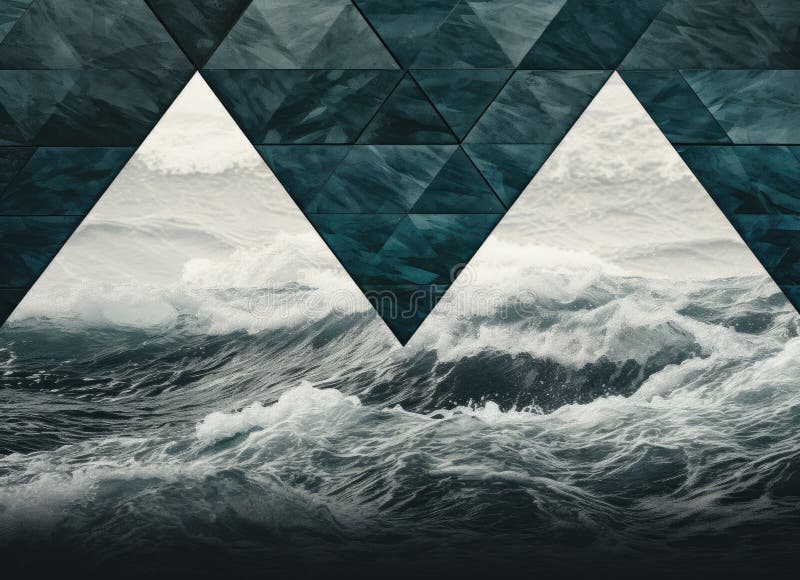 Abstract Ocean Background with Geometry Shapes and Water Waves ...